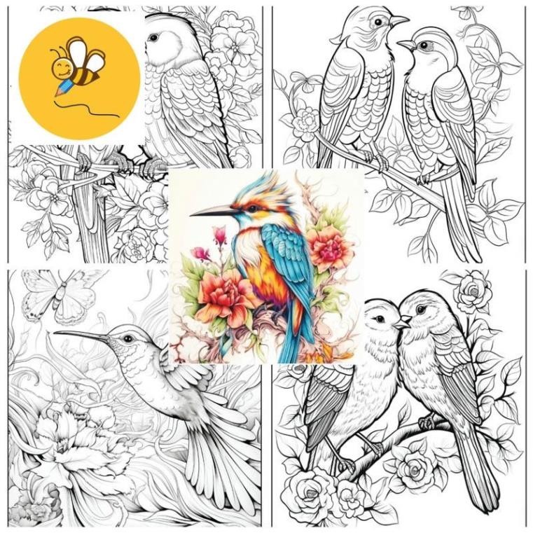 Birds (Animal Chibi Style) - Set Of 10 A4 A5 Coloring Pictures - MANGA ...