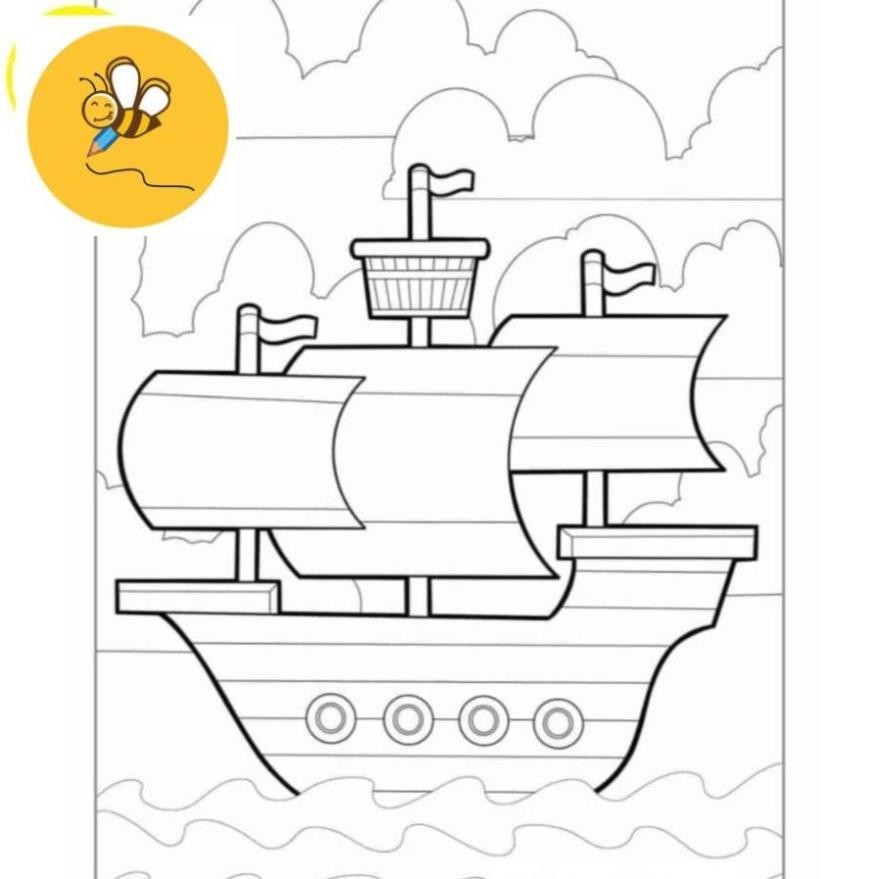 Coloring Pictures for Children with PIRATE TRAIN Theme - Set of 20 A4 ...