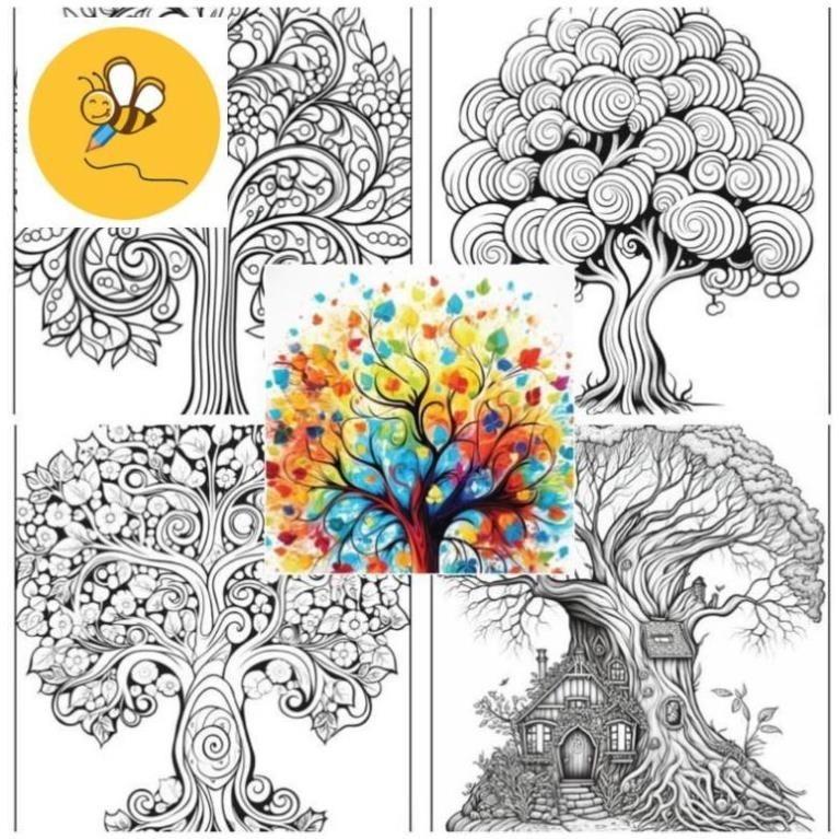 Coloring Picture Theme Trees, Trees, Ancient Trees (Animal Chibi Style ...