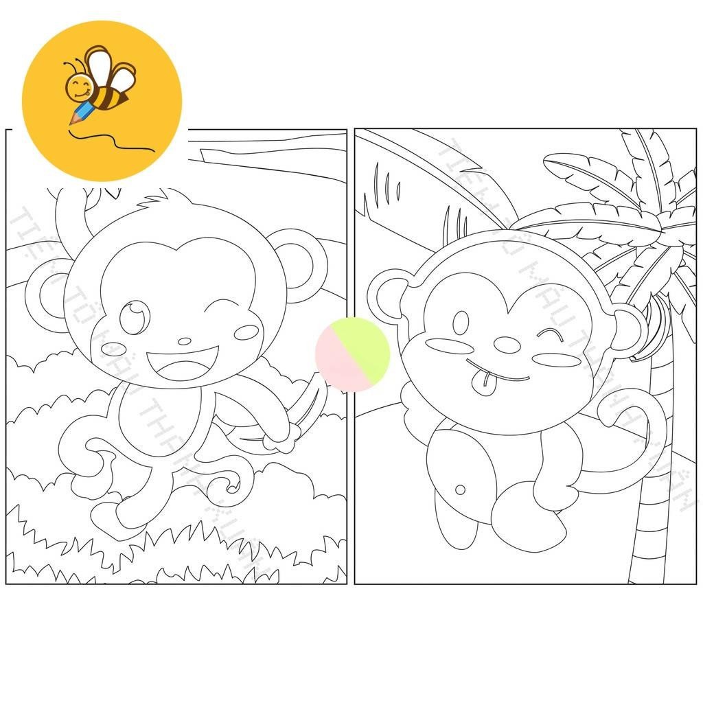 Set Of 50 Sheets Of Cute Monkey Coloring Pictures For Baby Wax Coloring ...