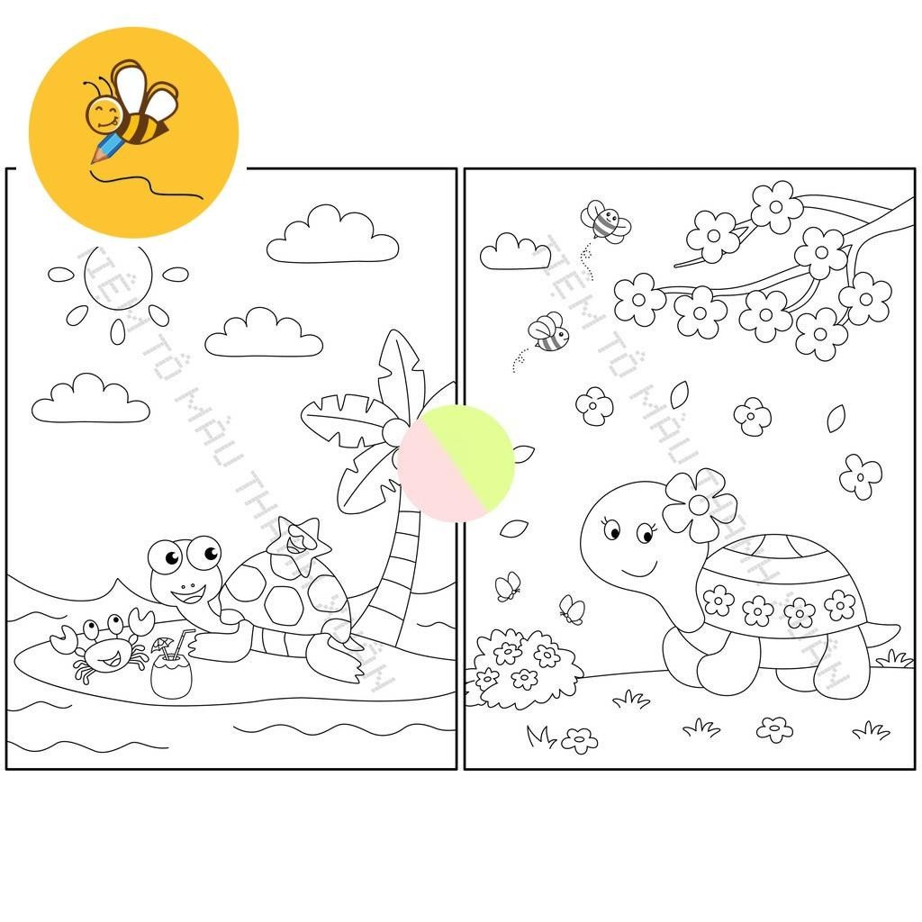 Set Of 50 Sheets Of Baby Turtle Coloring Pictures For Baby Wax Coloring ...