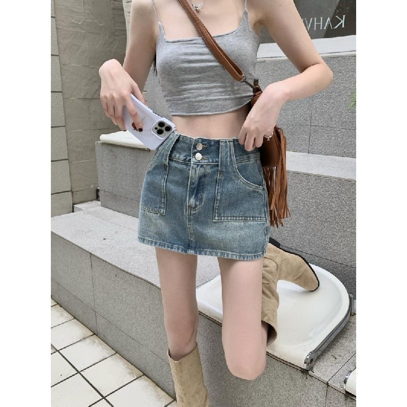Hot 2024 - jeans Skirts with 2 High Back Pockets With Transparent Pants ...