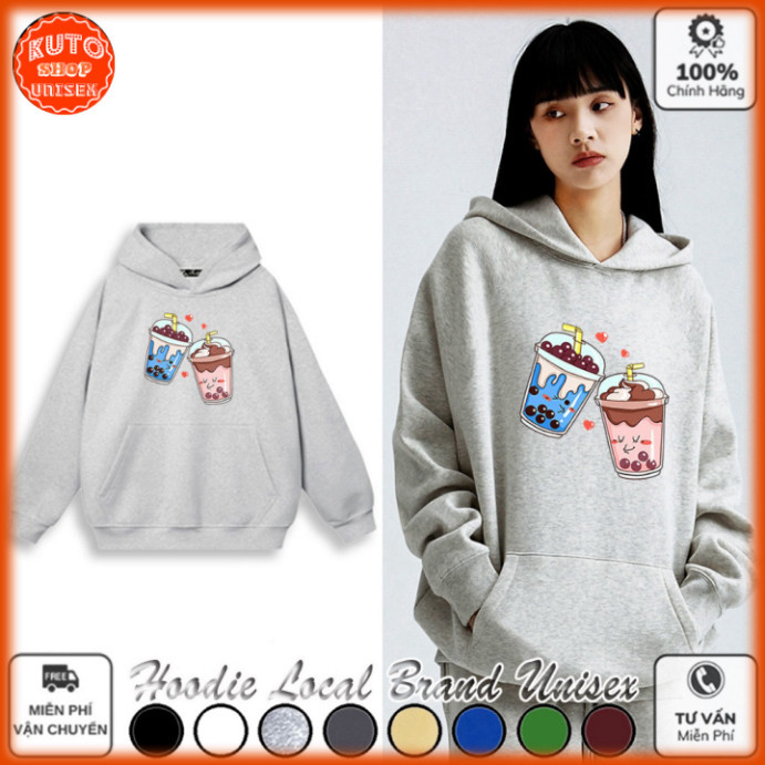 Local Brand Milk Tea Hoodie Brand Ultra Thick Cotton Felt Wide form ...