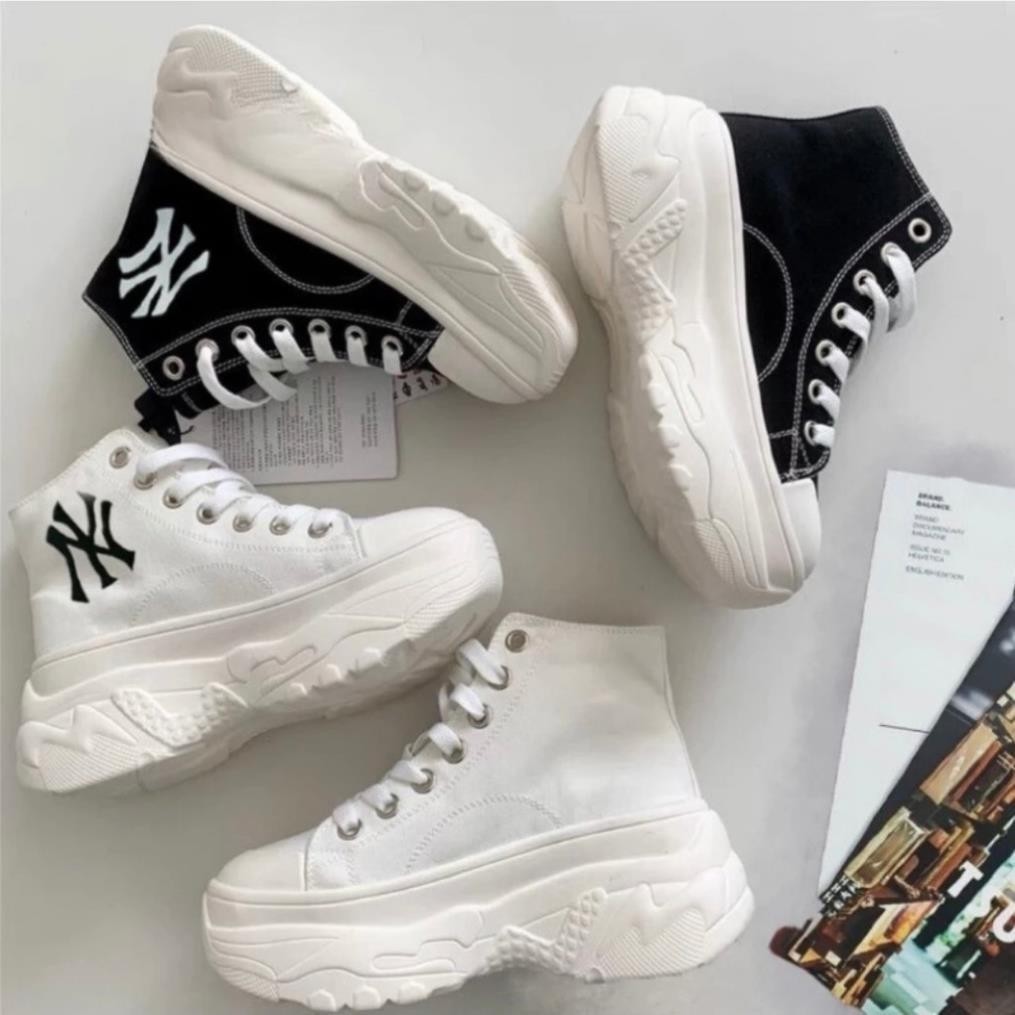 Mlb Chunky High Heels With High Sole In Black And White Standard ...