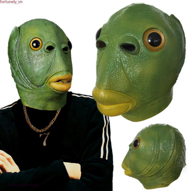 [Ready] Funny adult ugly blue fish head rubber fish head Alien mask ...