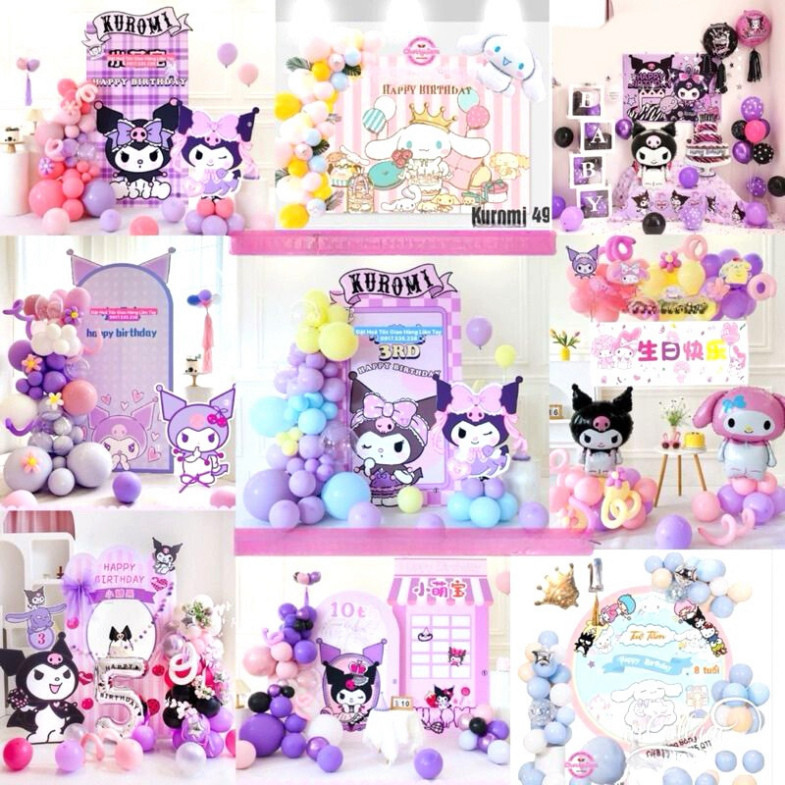 Kuromi Letter Balloon Set, Pink Melody Rabbit Hot Trend Birthday Party ...