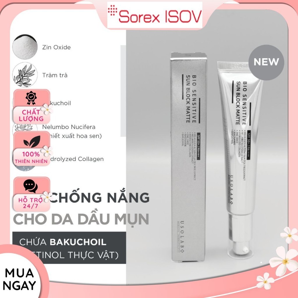 Sun Block Matte USOLAB sunscreen for oily and acne-prone skin full box ...