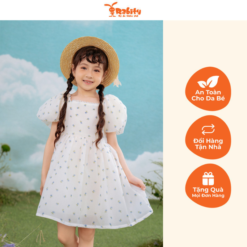 Rabity short-sleeved chiffon dress with little flowers pattern chiffon ...