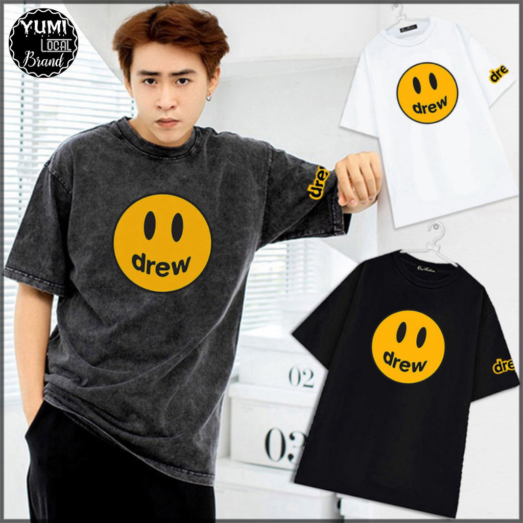 Drew SMILEY Local Brand Cotton 100% Wide form Unisex T-Shirt (YM2800L ...