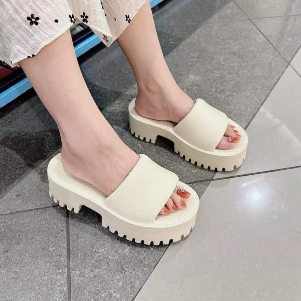Women's wedge sandals with 5cm high heel, EVA serrated bread sandals ...