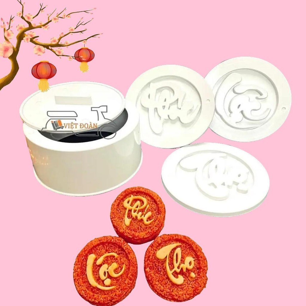 V- Mid-Autumn Festival sticky rice mold with PHUC LOC THO calligraphy ...