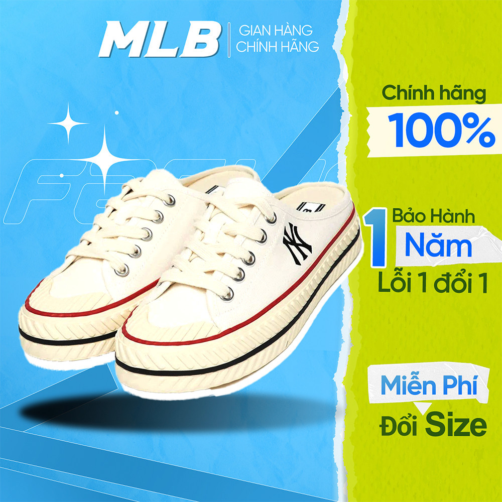 Genuine white MLB Playball Origin Mule shoes, NY logo MLB shoes with ...