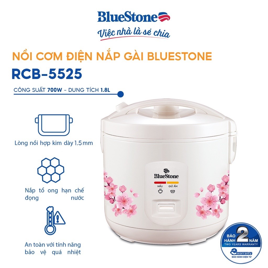 Bluestone RCB-5525 1.8L lidded rice cooker | Shopee Malaysia