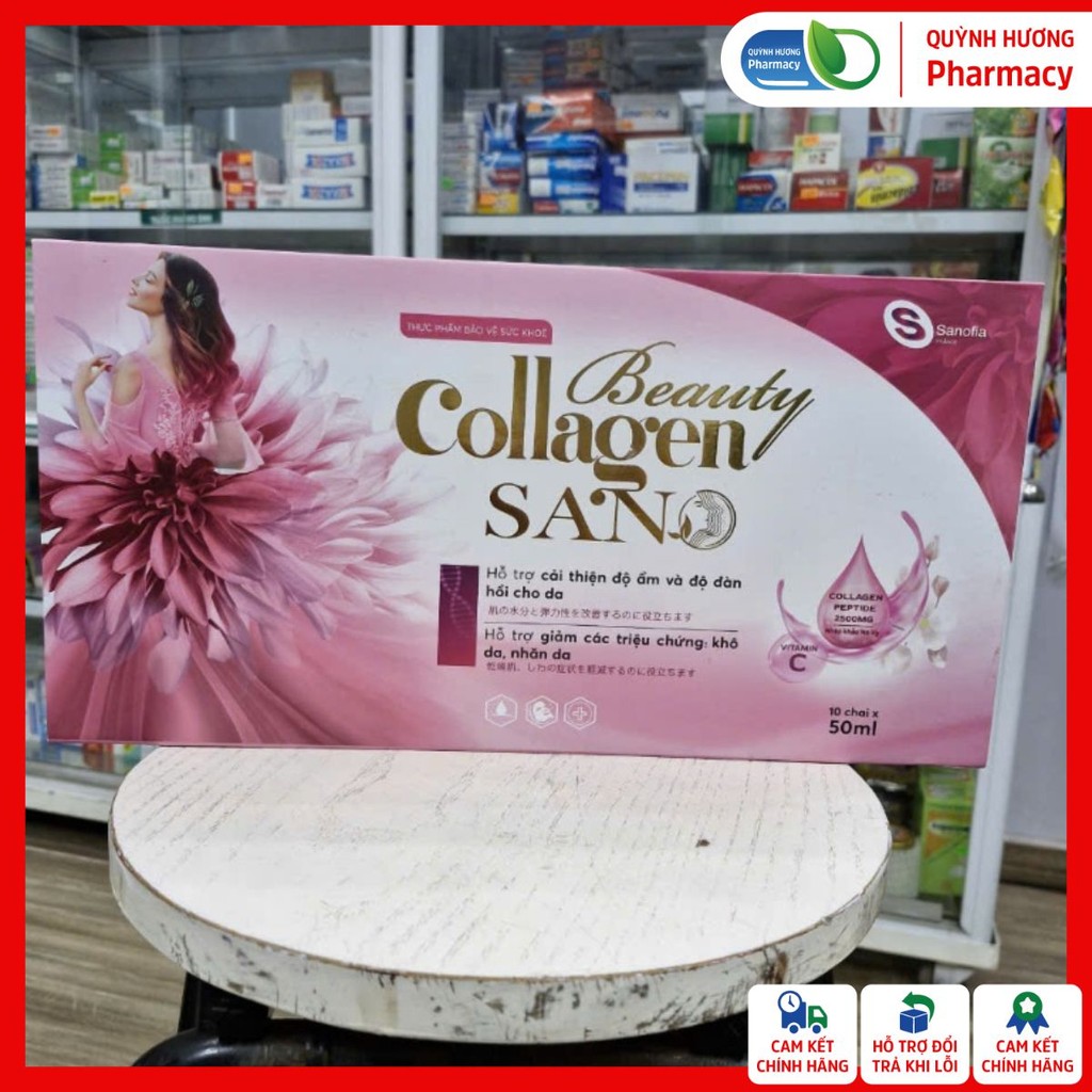 Peptide Cod COLLAGEN Water BEAUTY COLLAGEN SANO box of 10 bottles helps reduce skin wrinkles ...