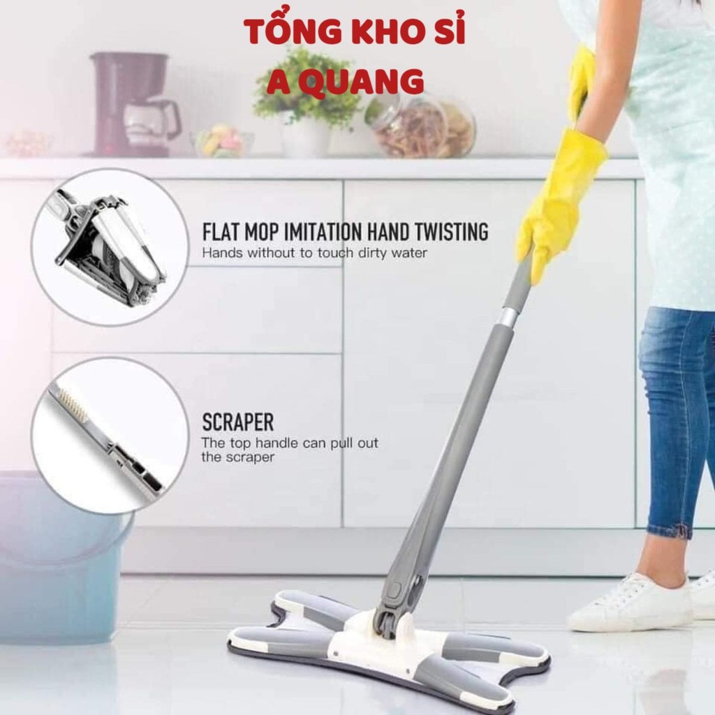 Smart Mop with 360 Degree Rotating Self-Winging X-shaped Mop Head, 1M4 ...