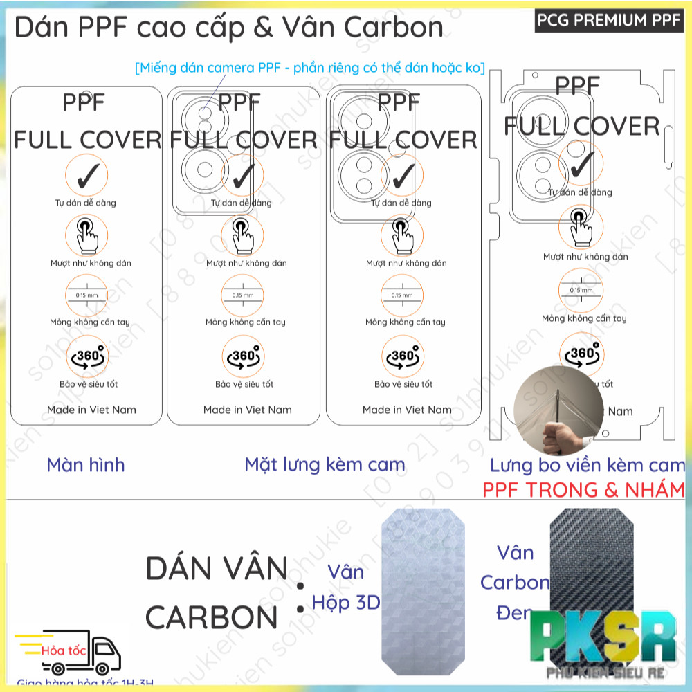 Ppf & Carbon Texture Sticker for Oppo A79 5G/ Oppo Reno11 F 5G (Reno ...