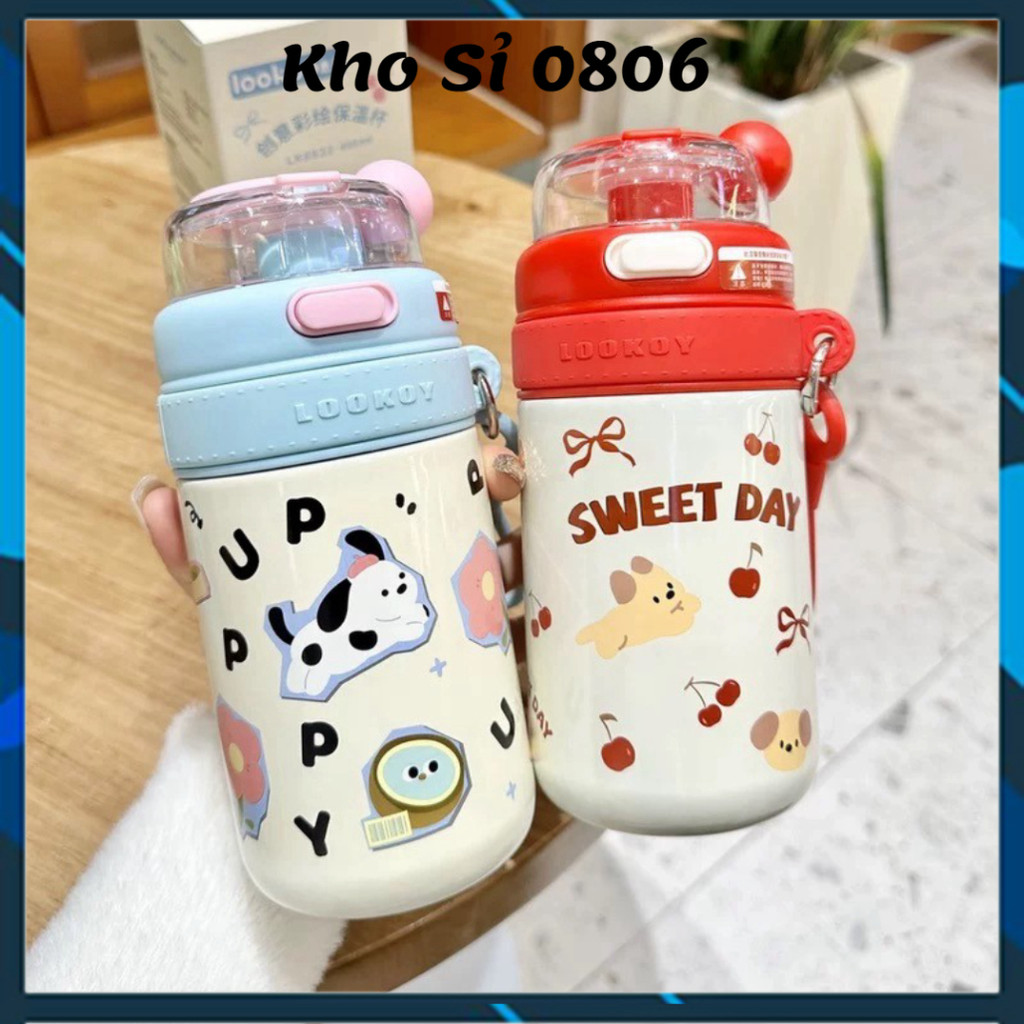 Lookoy Stainless Steel 316 Cartoon Water Bottle Stainless Steel Cup, Cute Handheld Cup with ...