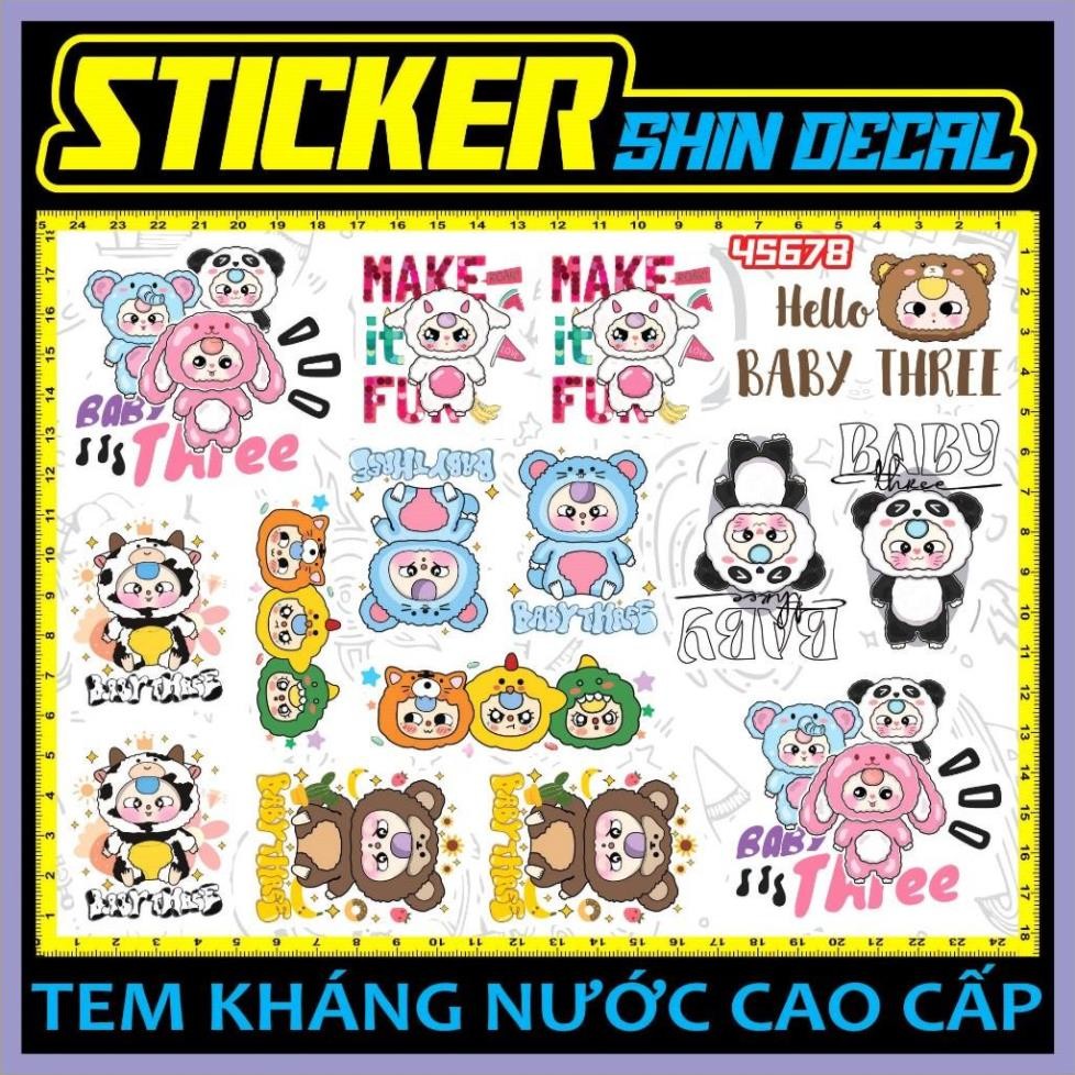 (45678) Baby Three Baby Three Sticker Set Decorative Stickers Anywhere ...
