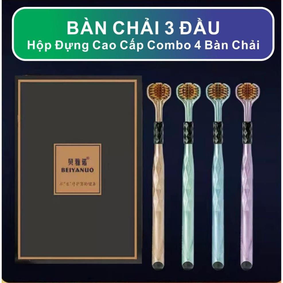 Combo of 4 Toothbrushes with 3 Heads in Premium Carrying Case Cleans ...