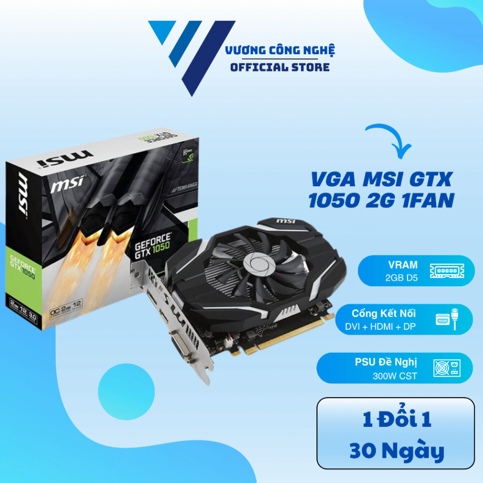 MSI GTX 1050 OC 2GB DDR5 128 Bit 1Fan Graphics Card - Beautiful as new ...