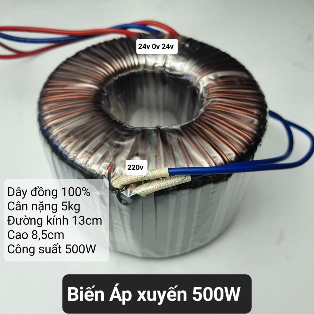 Toroidal Isolation Transformer 500W, 24V symmetrical, Input 220VAC ...