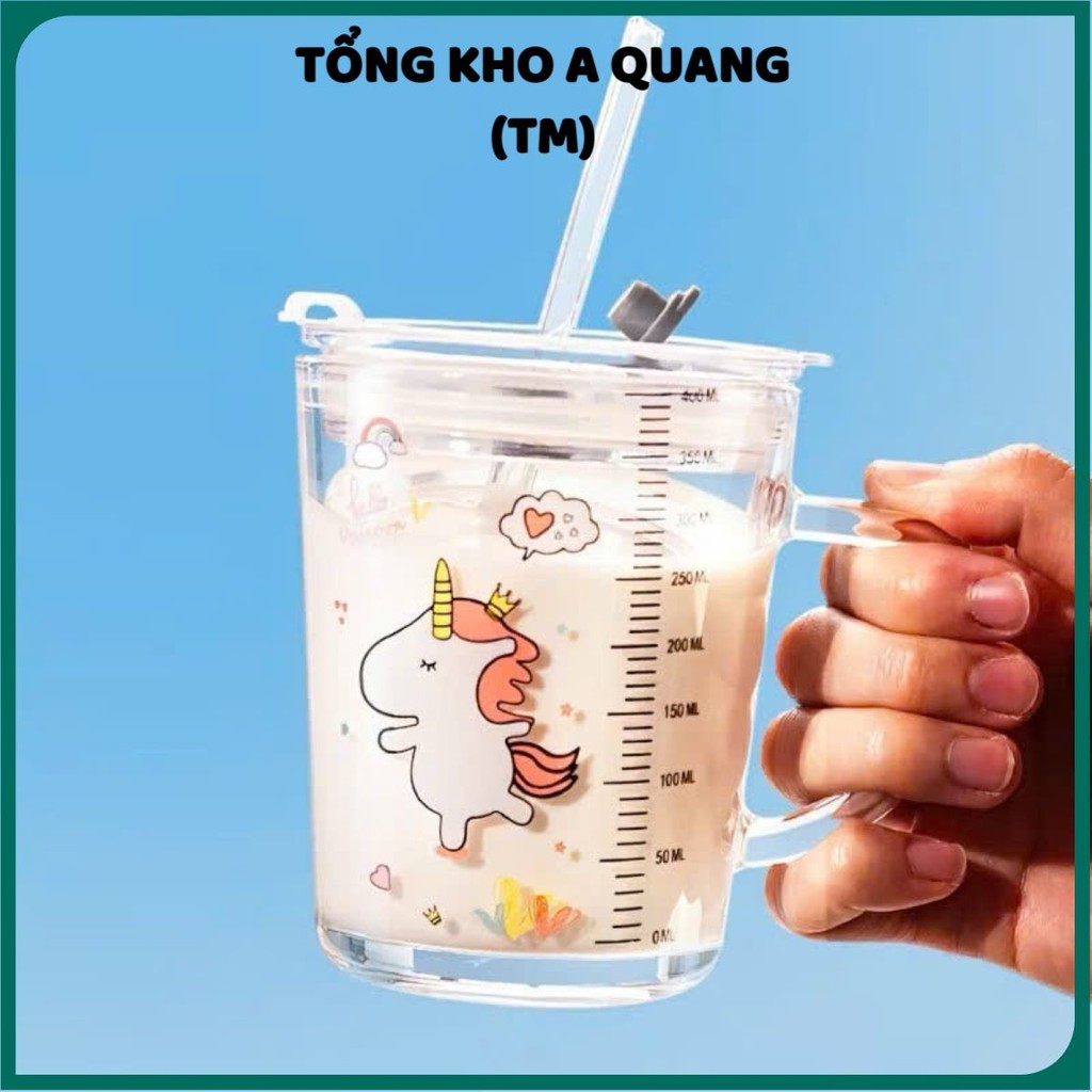 Graded glass milk cup with lid and straw, SCRIPTED CUP - COC0024 ...