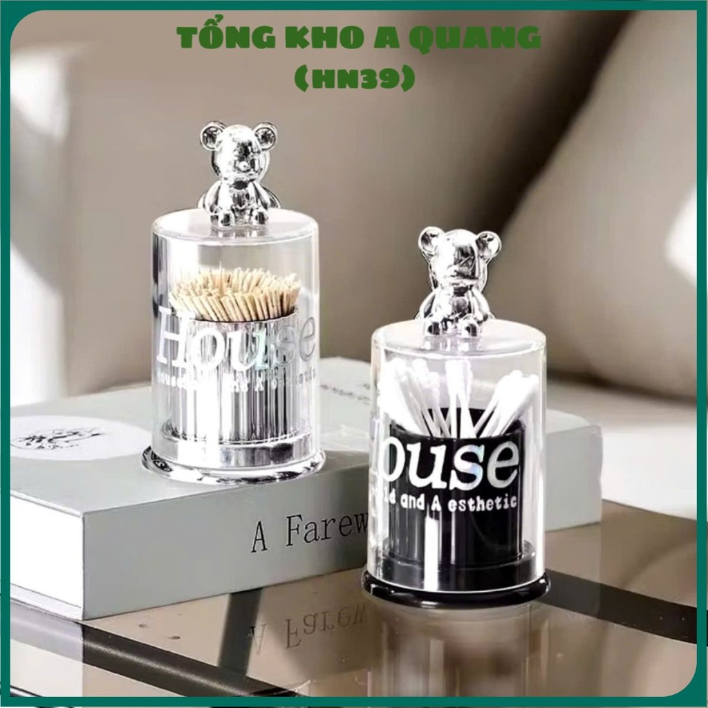 Toothpick BOX, Bear House Transparent Cotton Swab Box Unique luxury ...