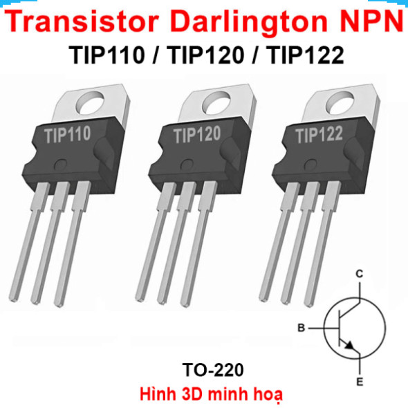 Transistor Darlington NPN TIP110 / TIP120 / TIP122 5A pin TO-220 ...