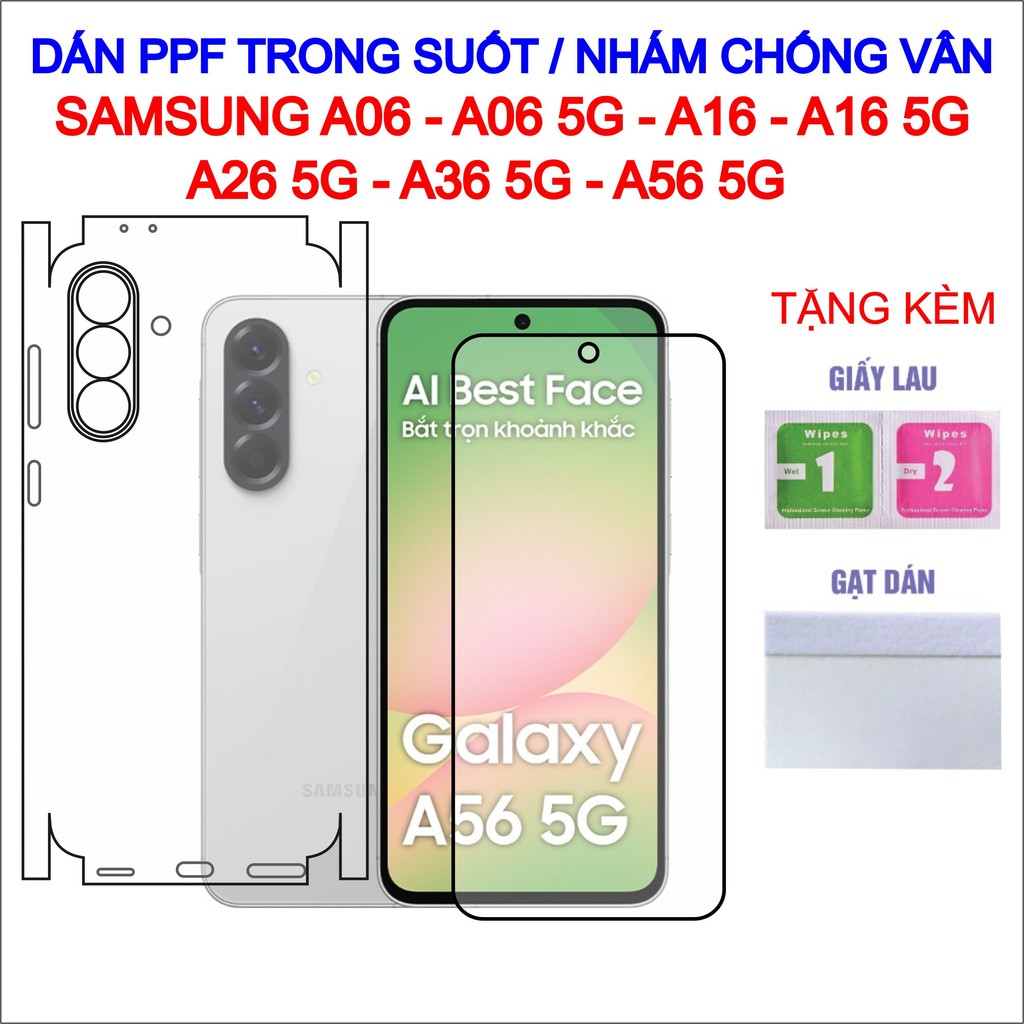 PPF stickers for Samsung A06, A16, A26, A36, A56 with full back, screen ...