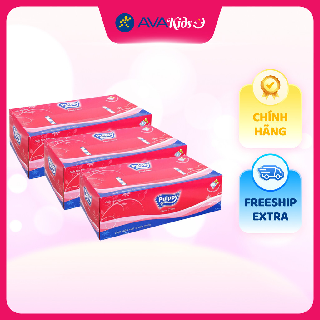 Combo of 3 boxes of 180 sheets of 2-layer unscented Pulppy tissue paper ...