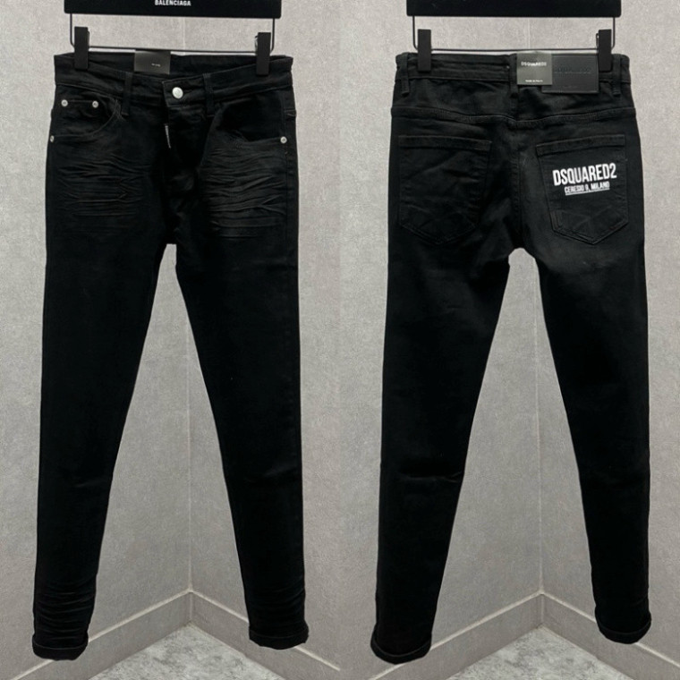 Dsq Men's Biker Jeans Black DSQUARED Milano Letters with Back Pocket ...