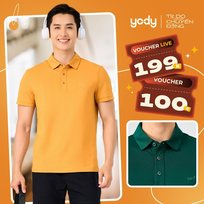 Yody men's polo shirt with bird's eye fabric, cool short sleeves ...