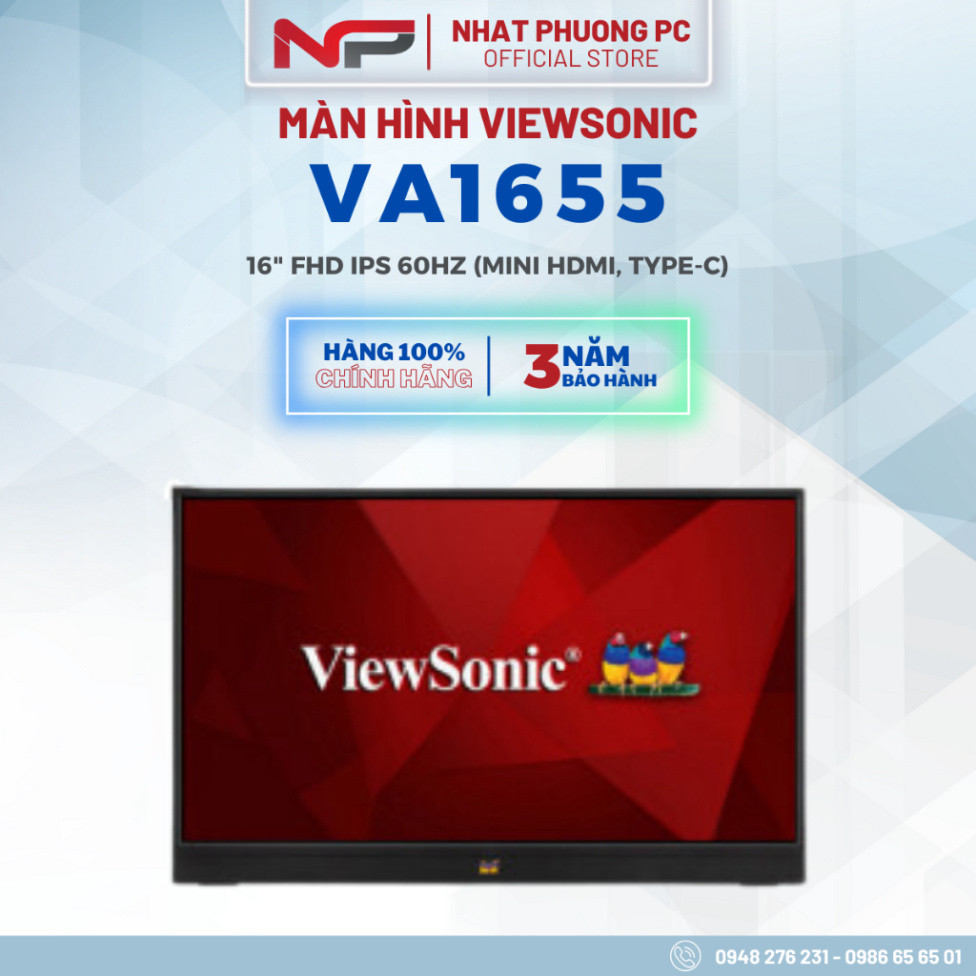 Viewsonic VA1655 16 Portable Monitor" FHD IPS 60Hz (Mini HDMI, Type-C ...
