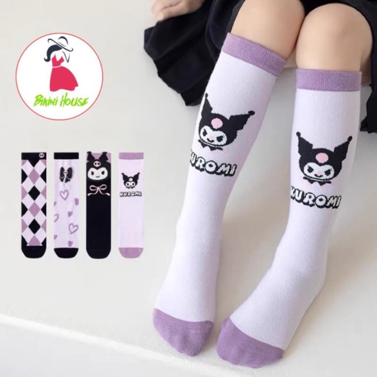 Set of 5 pairs of cotton Thigh High Collar Socks with Japanese Kuromi ...