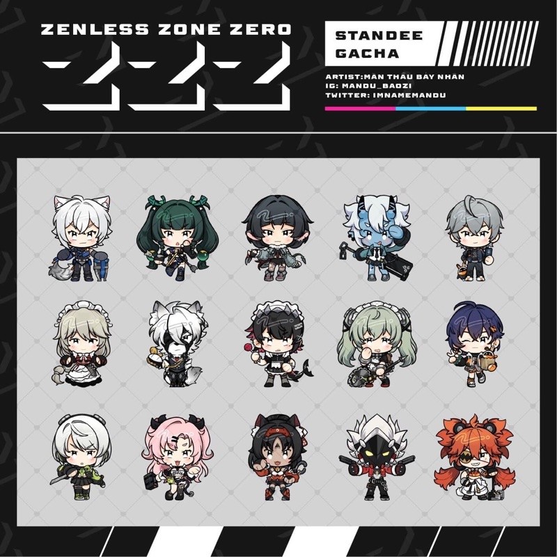 Standee GACHA 3cm Zenless Zone Zero- ZZZ character mica statue 3cm ...