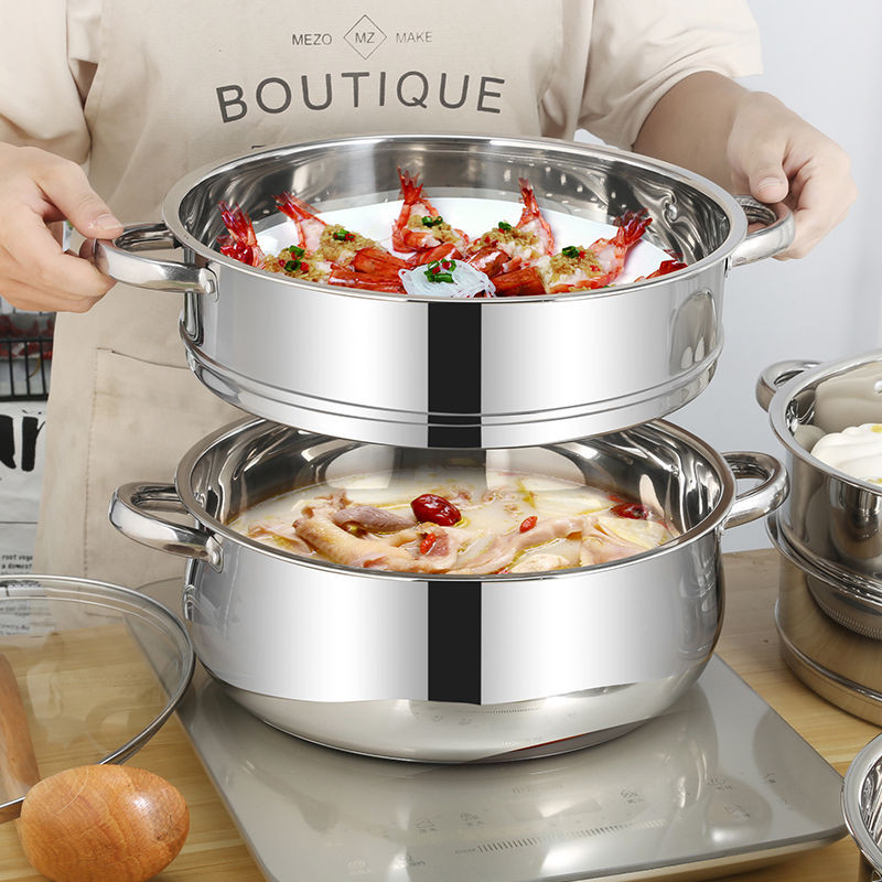 Super Large Double Bottom Stainless Steel Steamer Three Layers Four ...