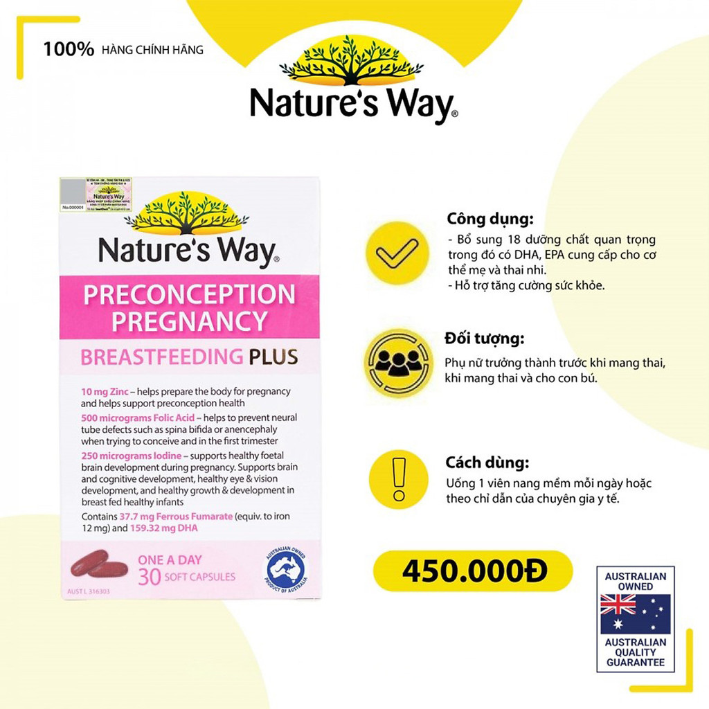 Nature's Way PreConception Pregnancy Breastfeeding Plus - Multivitamin ...