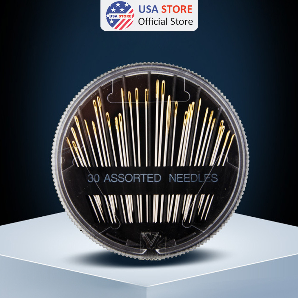 Set of 30 Sewing Needles of All Sizes Steel Type 1 (Rotating Black Box ...