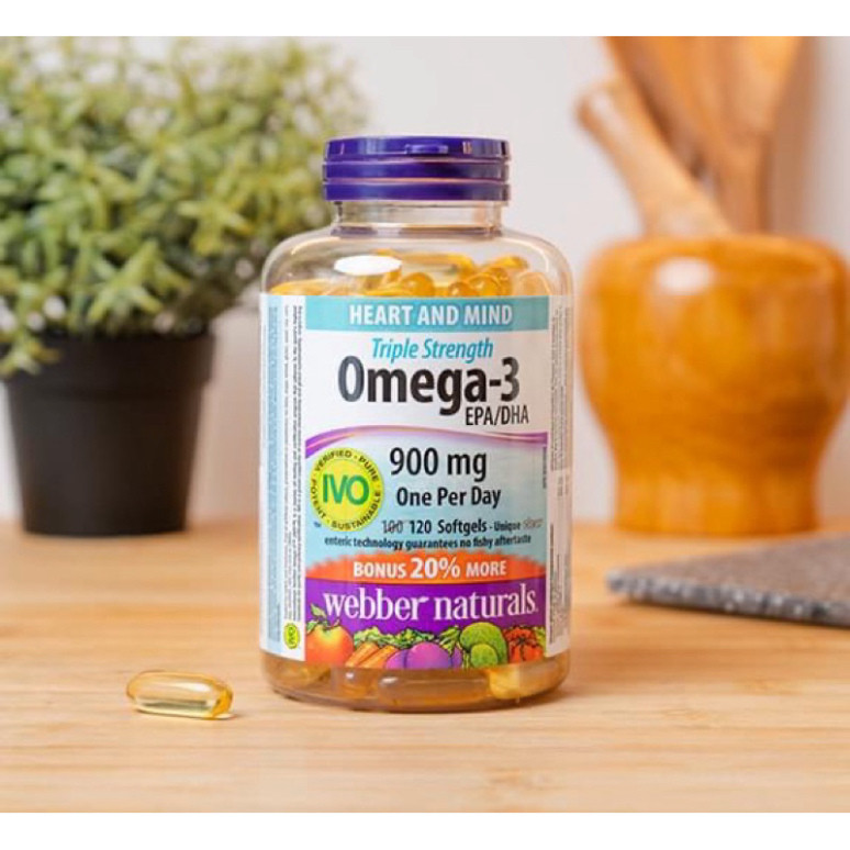 Triple strength Omega-3 EPA/DHA fish oil 900mg Webber Naturals Canada ...