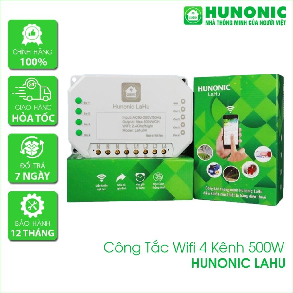 Hunonic Lahu Wifi Smart Switch 1-2-3-4 channels - 500W/channel controls ...