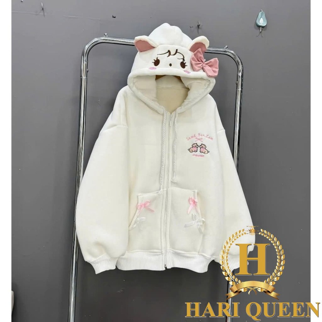 Miu Miu cat ear feltJacket embroidered with hat logo and bow HARIQUEEN ...