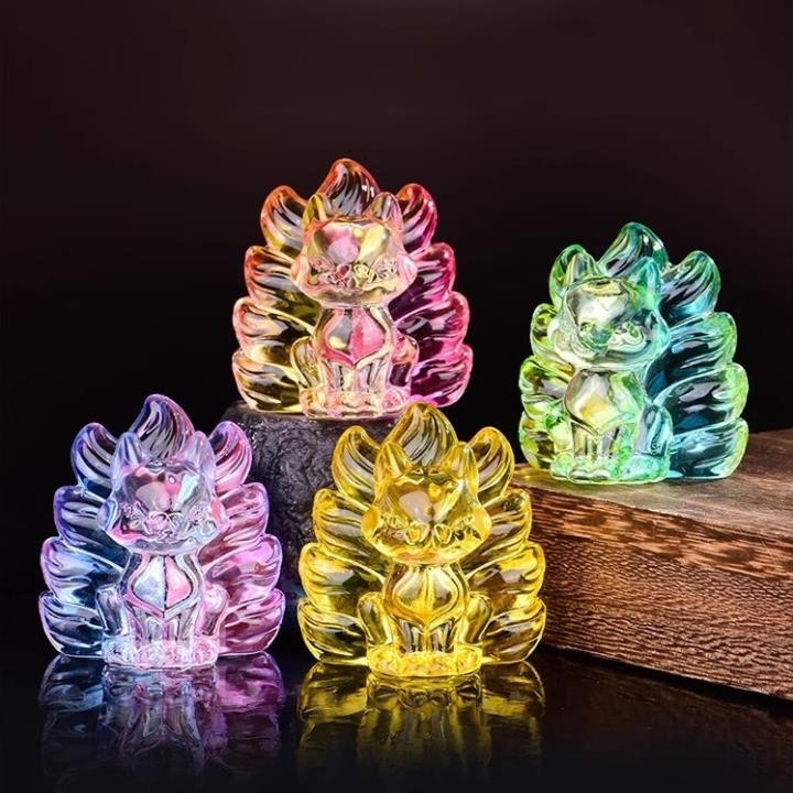Decorative Crystal 9-Tailed Fox Glass Statue, Glass Fox Lord | Shopee ...