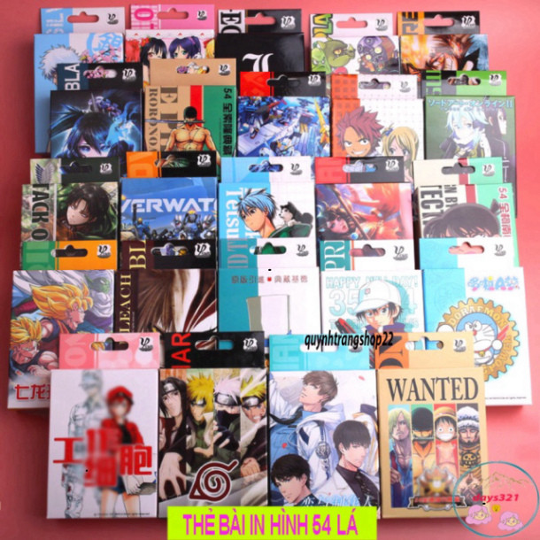 Anime manga playing cards, rich designs of One Piece, Naruto, Dragon ...