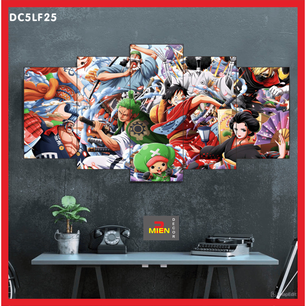 Set of 5 Decorative Mirror Paintings LUFFY - ONE PIECE - PIRATE ISLAND ...