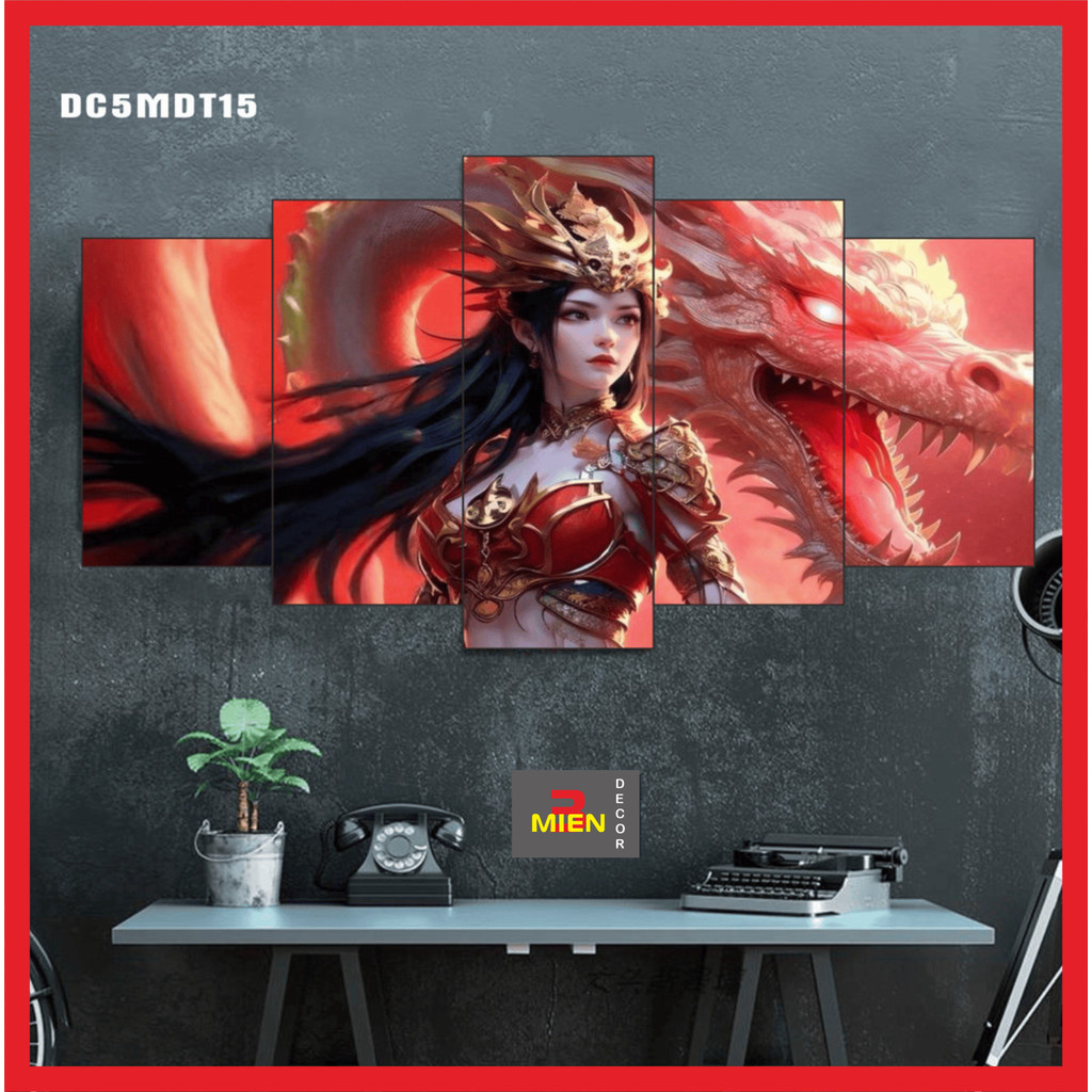 Set of 5 Decorative Mirror Paintings QUEEN MY DO TOA - FIGHTING ...