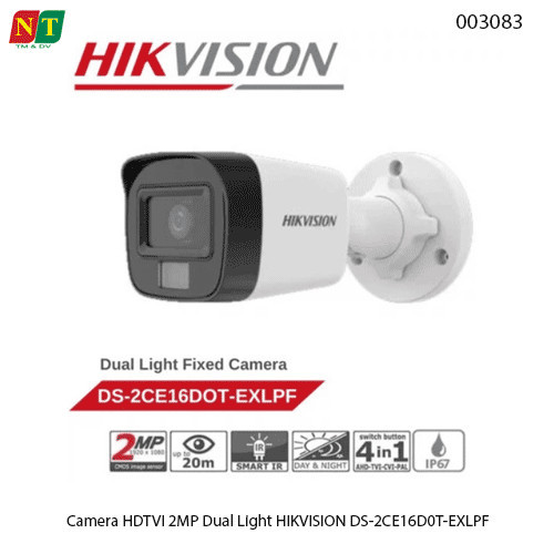 Hdtvi Camera 2MP Dual Light HIKVISION DS-2CE16D0T-EXLPF - Body coaxial ...