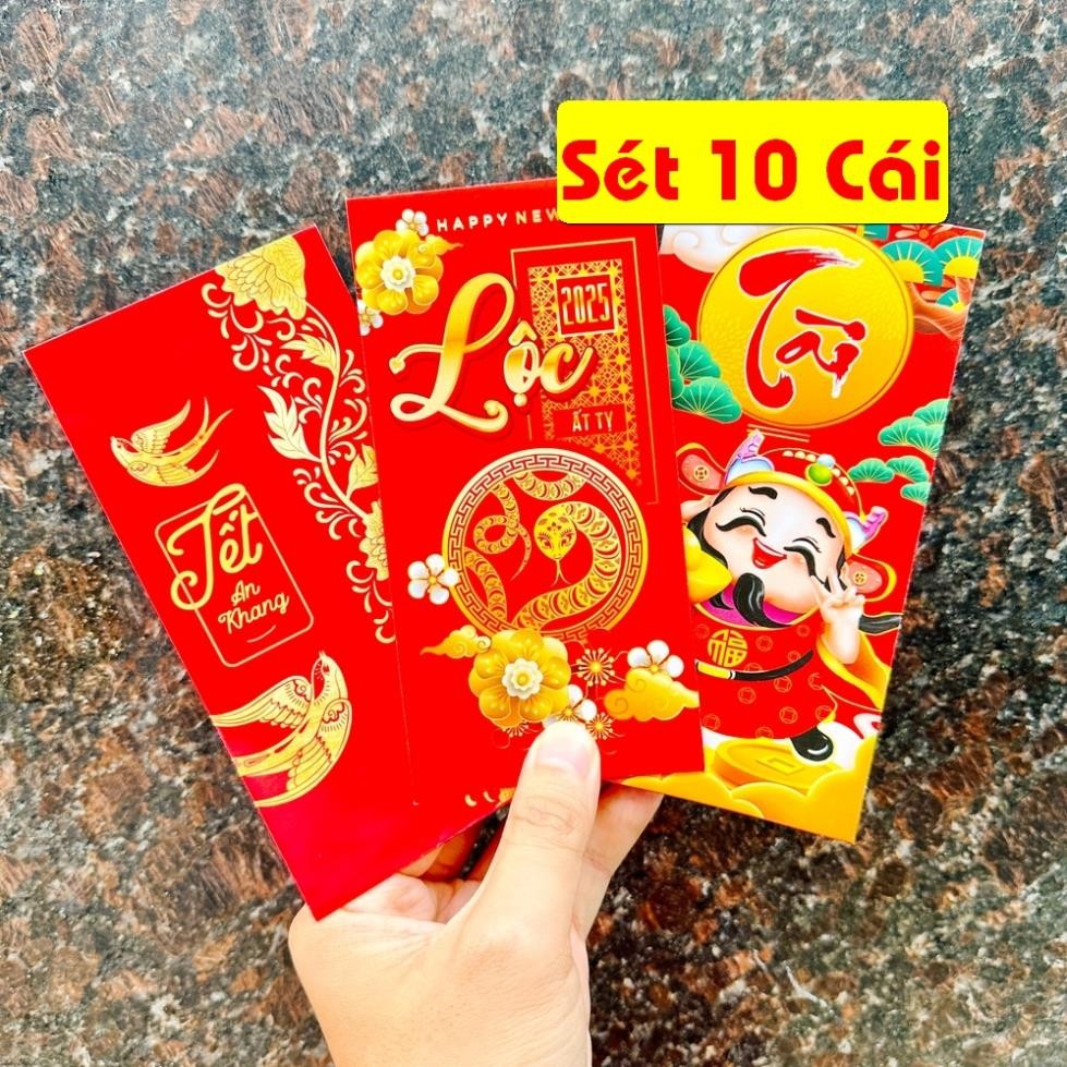 Combo of 10 Red Envelopes CNY 2025 Loc Letter Pattern, Beautiful Snake ...