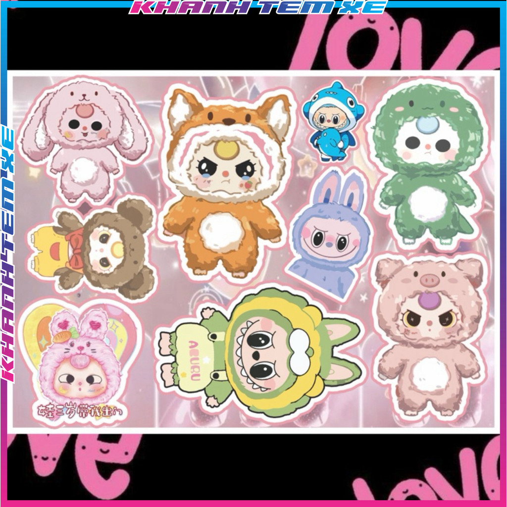 Race Tafu Baby Three Labubu Sticker Set Decorative Stickers Motorcycle ...