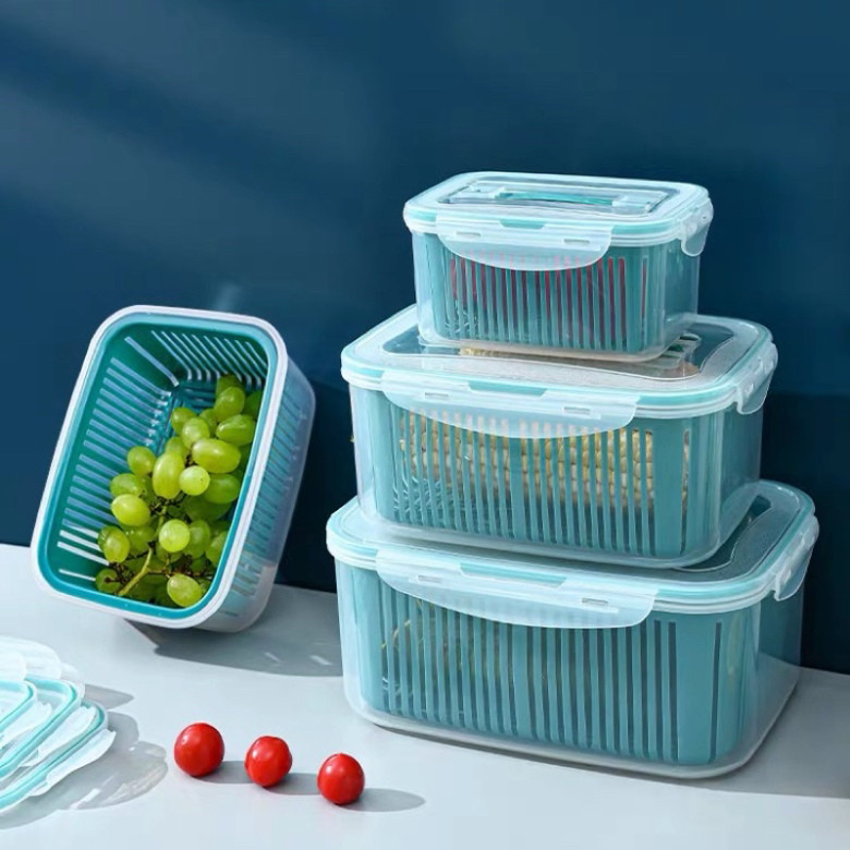 Set of 5 Food Containers Basket with Lid Plastic Tray and Drain Basket ...