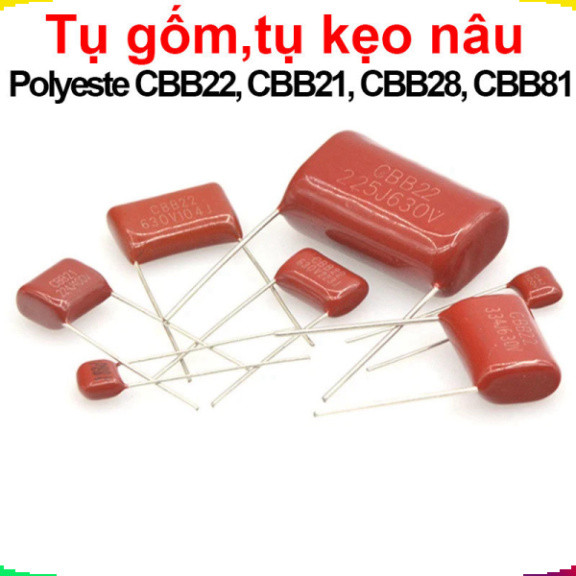 (5 pieces) Ceramic capacitors, Polyester brown candy capacitors CBB22 ...